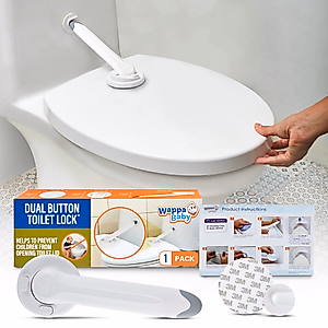 Toilet Seat Lock for Child Safety with Double Lock Mechanism – Child Proof Toilet Locks for Toddlers, Easy Installation No Tools Needed Fits Most Toilets – Toilet Baby Proofer by Wappa Baby