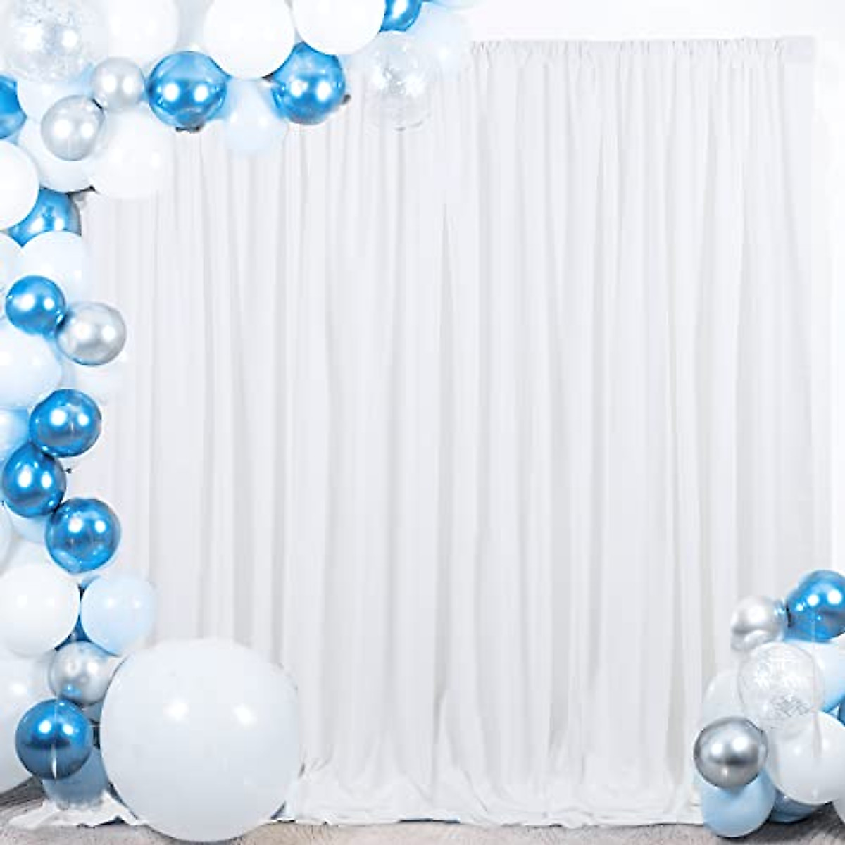 White Backdrop Curtain Polyester Backdrop for Wedding Party Baby Shower Birthday Photography Ceremony 5ft x 8ft 2 Panels