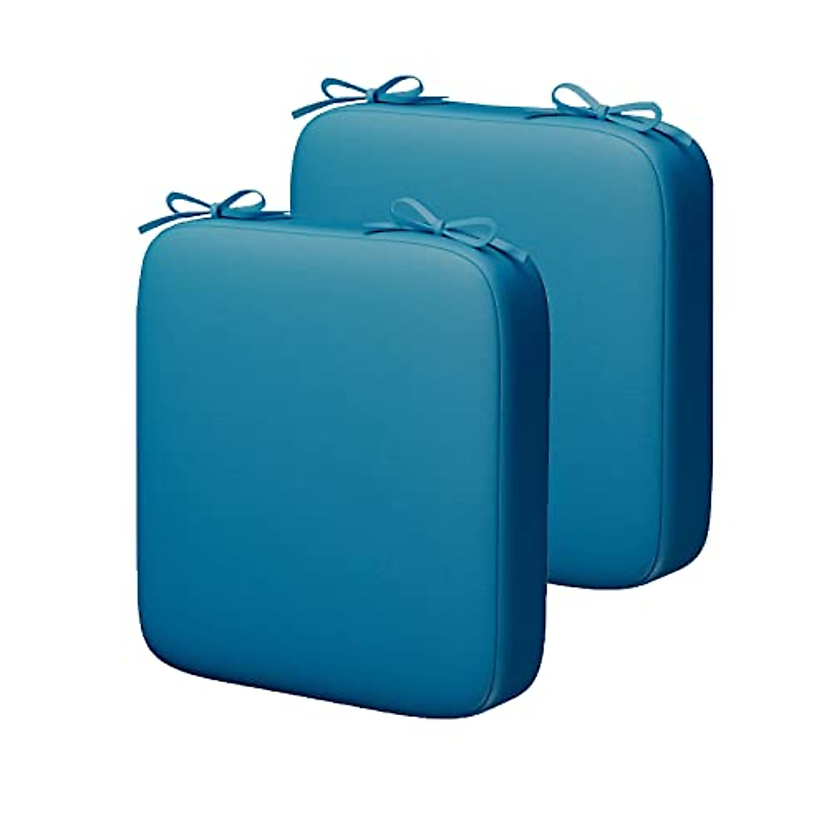 Wuisimiy Patio Furniture Cushions，PU Water Proof Patio Chair Cushion with Ties 16x16in for Garden Patio Funiture ，2 Pack Blue