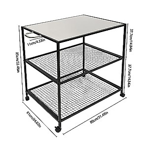 KarweuSu 3-Tier Shelf Food Preparation BBQ, Outdoor Cook Adjustable Station Table with Wheels, Heightened Bottom Grill Serving Cart Movable Trolley Storage (with Handle)