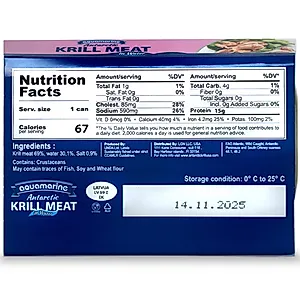 Krill Meat Aquamarine Canned Antarctic Seafood Krill Meat like Tiny Shrimp in a Can - Wild Caught Seafood - 3.7 oz (1)