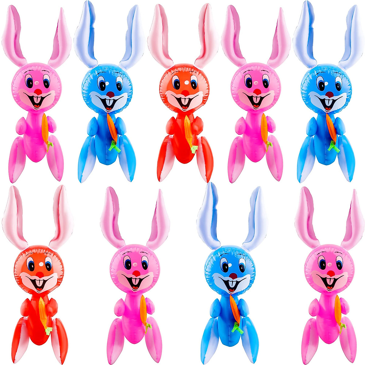 Sonarun 9 Pieces Inflatable Easter Bunny 23 Inch Easter Inflates Rabbits Outdoor Party Decorations for Easter Egg Hunt Supplies Bunny Themed Party Favors