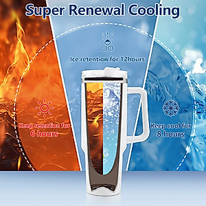 RYTOTHU Personalized Tumbler with Handle and Straw - 40 Oz Custom Insulated Stainless Steel Tumblers with Name, Customized Travel Coffee Cup, Personalized Photo Gift for Women Men