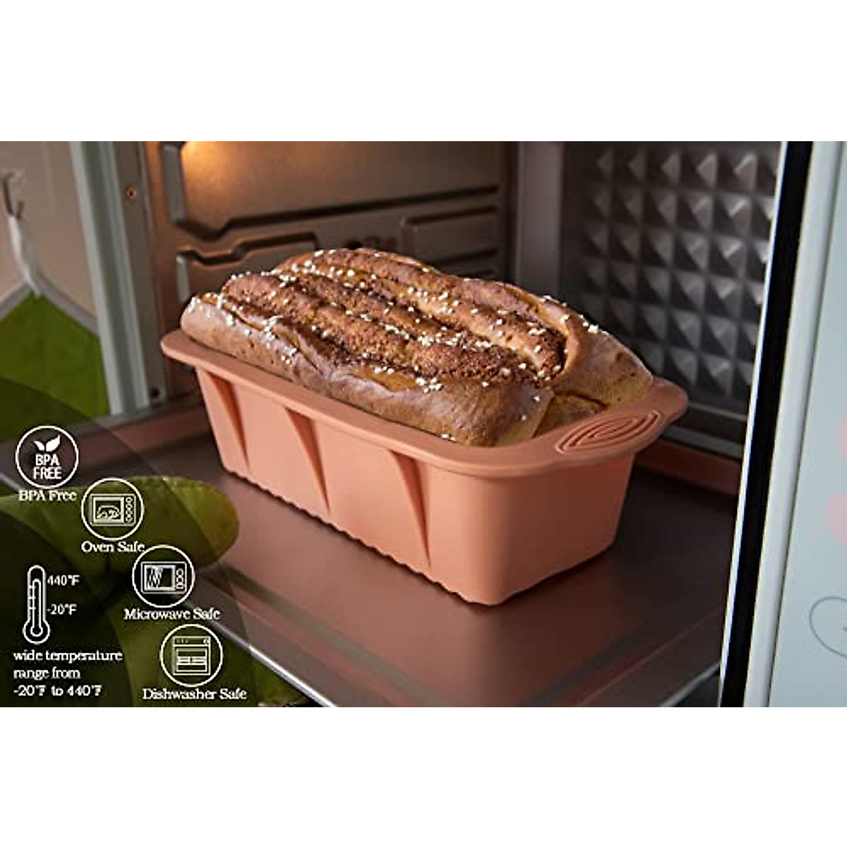 Baocuan 3 pack Silicone Bread Loaf Pan Bread and Set of 3 colors Non-Stick Baking Mold Easy release and baking mold for Homemade Cakes, Breads, Meatloaf and quiche