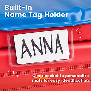 ECR4Kids Premium Folding Rest Mat, 4-Section, 2in, Sleeping Pad, Blue/Red, 1-Piece