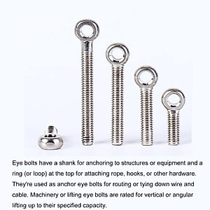 MroMax M10x 50mm Machinery Shoulder Swing Lifting Eye Bolt 304 Stainless Steel Metric Thread Silver 5pcs