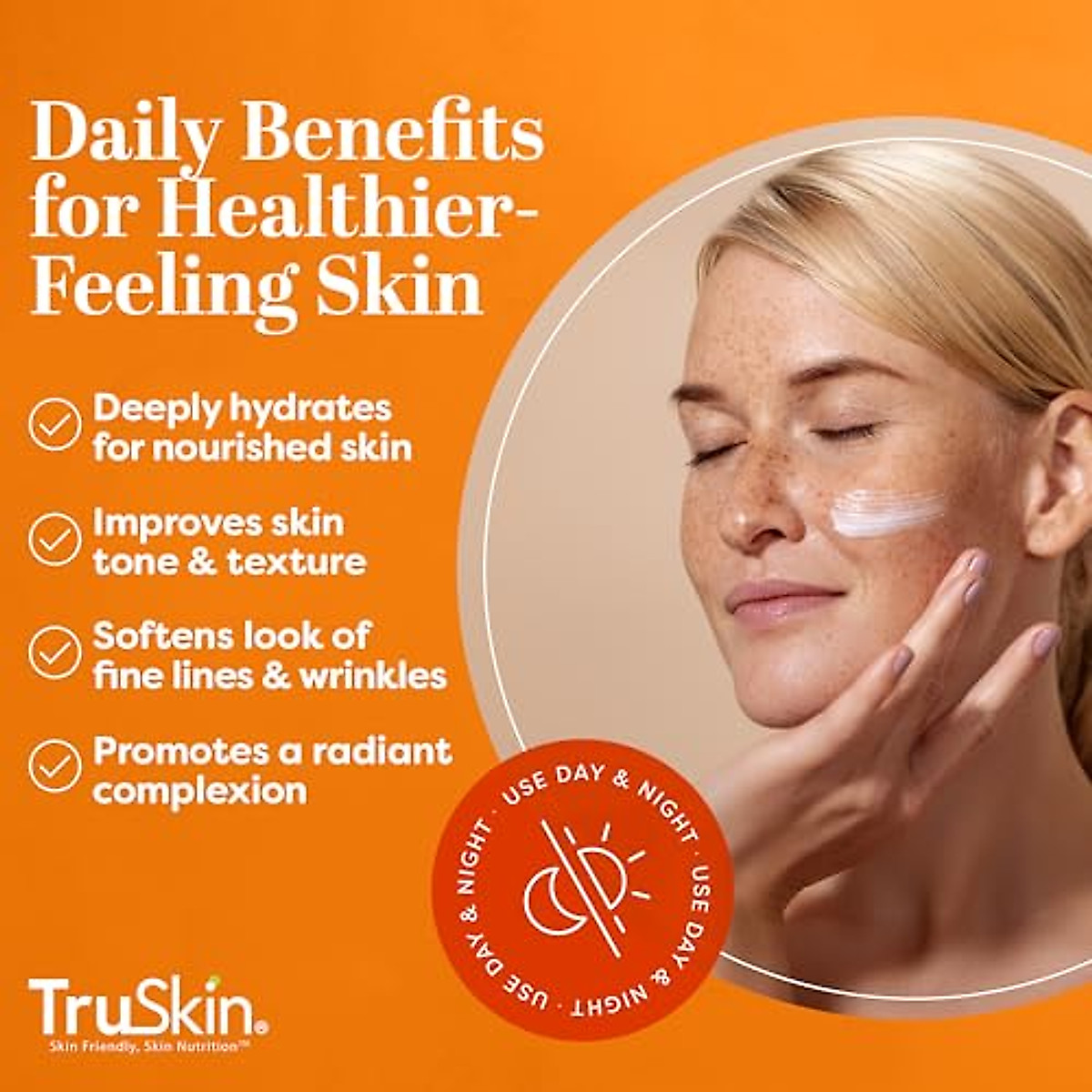TruSkin Vitamin C Moisturizer Face Cream – Brightening, Anti Aging, Hydrating, Skin Wrinkle Cream – Vitamin B5, Vitamin E, Jojoba Oil, Aloe Vera & Green Tea, 1.7 Fl Oz