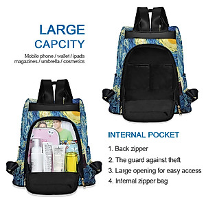 ALAZA Starry Night Sky Van Gogh Backpack Purse for Women Anti Theft Fashion Back Pack Shoulder Bag