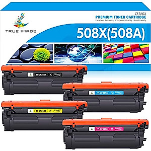 TRUE IMAGE Compatible Toner Cartridge Replacement for HP 508X CF360X CF361X CF362X CF363X 508A Color Enterprise M553dn M577 M553X M553N M553 Printer Ink (Black Cyan Yellow Magenta 4-Pack)