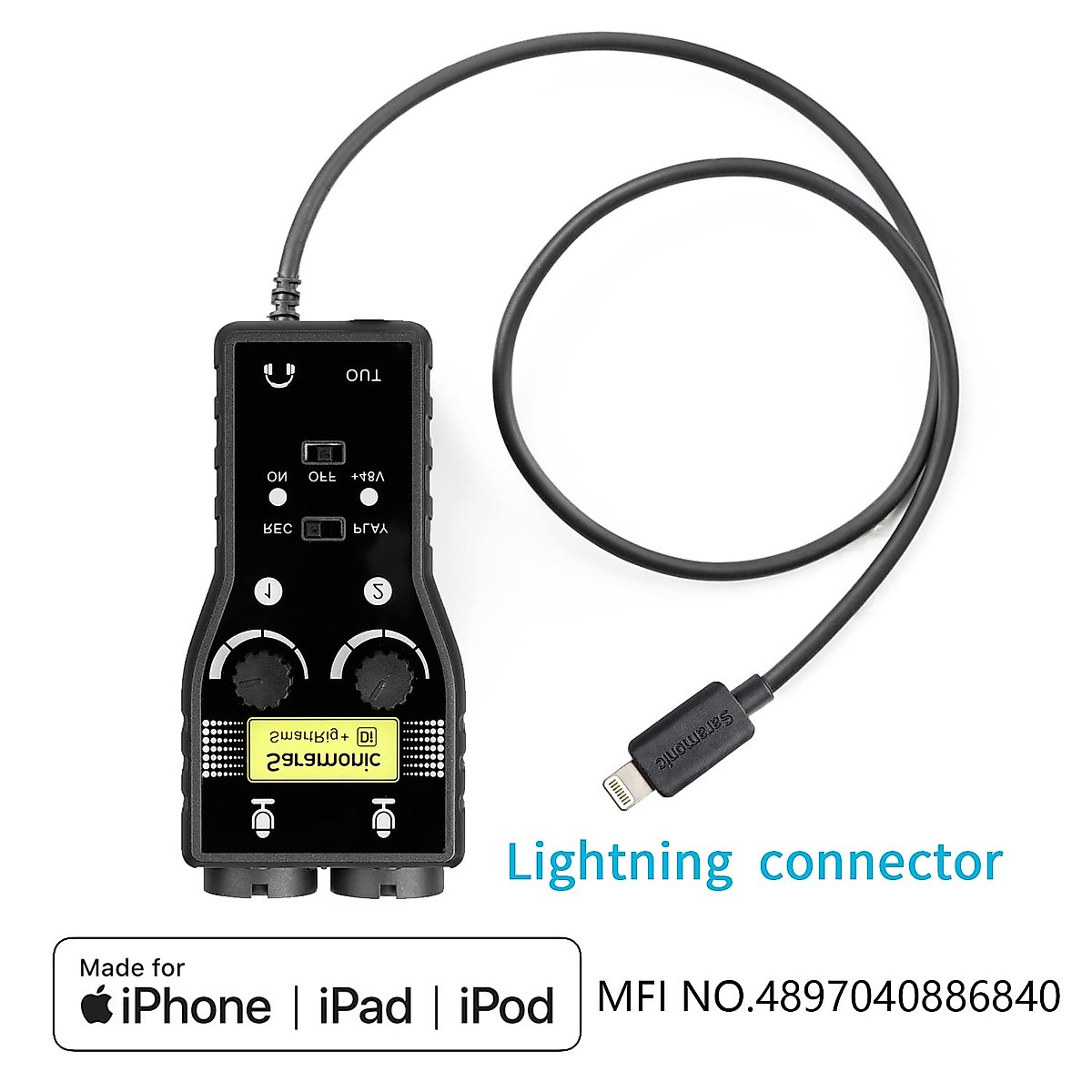 Lightning Microphone Preamp Compatible with iPhone 11 X 8 7 6 Vlog, Saramonic 2-Channel Lightning Mic XLR & 6.3mm Guitar Interface for iPad iPod, iOS Smartphone Tablet YouTube Video