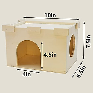 Hamiledyi Guinea Pig Hideout Hut with Windows Hamster Wooden House Large Space Chinchilla Wooden Hut for Hamsters Syrian Mouse Gerbil Hedgehogs Squirrels Habitat Decor