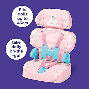 Casdon Baby Huggles Toys - Pink Booster Seat - Car Seat For Dolls with Adjustable Headrest & Buckles - Fits Dolls Sizes Up to 14" - Suitable for Preschool Toys - Playset for Children Aged 3+