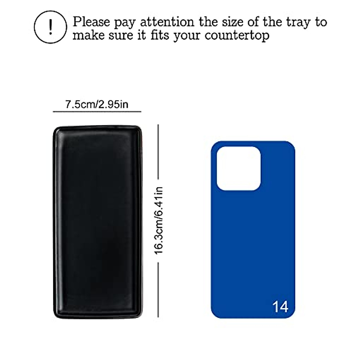 KITCHENLESTAR 6" Small Rectangular Vanity Sink Tray for Bathroom,Ceramic Kitchen Soap Tray,Comestic Holder Bathtub Organizer (Black,6", Set/2)