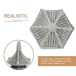 generic 2Pcs Miniature Pagoda Hexagon Figurines Mini Pagoda Statue for Garden Patio Bonsai Micro Landscape Decorations