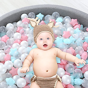 Heopeis Star Pit Balls for Ball Pit - Pack of 100 -Pastel and Pearl Star Balls BPA Free Phthalate Free Crush Proof Balls for Toddlers Baby Kids Party(50Balls+50Stars).