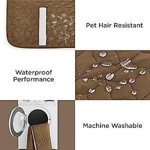 Bedsure 100% Waterproof Bed Cover for Dogs Washable - Non Slip Waterproof Dog Blanket for Bed, Lightweight Furniture Protector Durable for Pet Cat Puppy with Non-Slip Bottom, Brown, 68x82IN