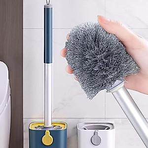 SAAKO Toilet Bowl Brush Round Brush Head Toilet Brush with Ventilation Holder and Long Ergonomic Handle Toilet Cleaner Brush