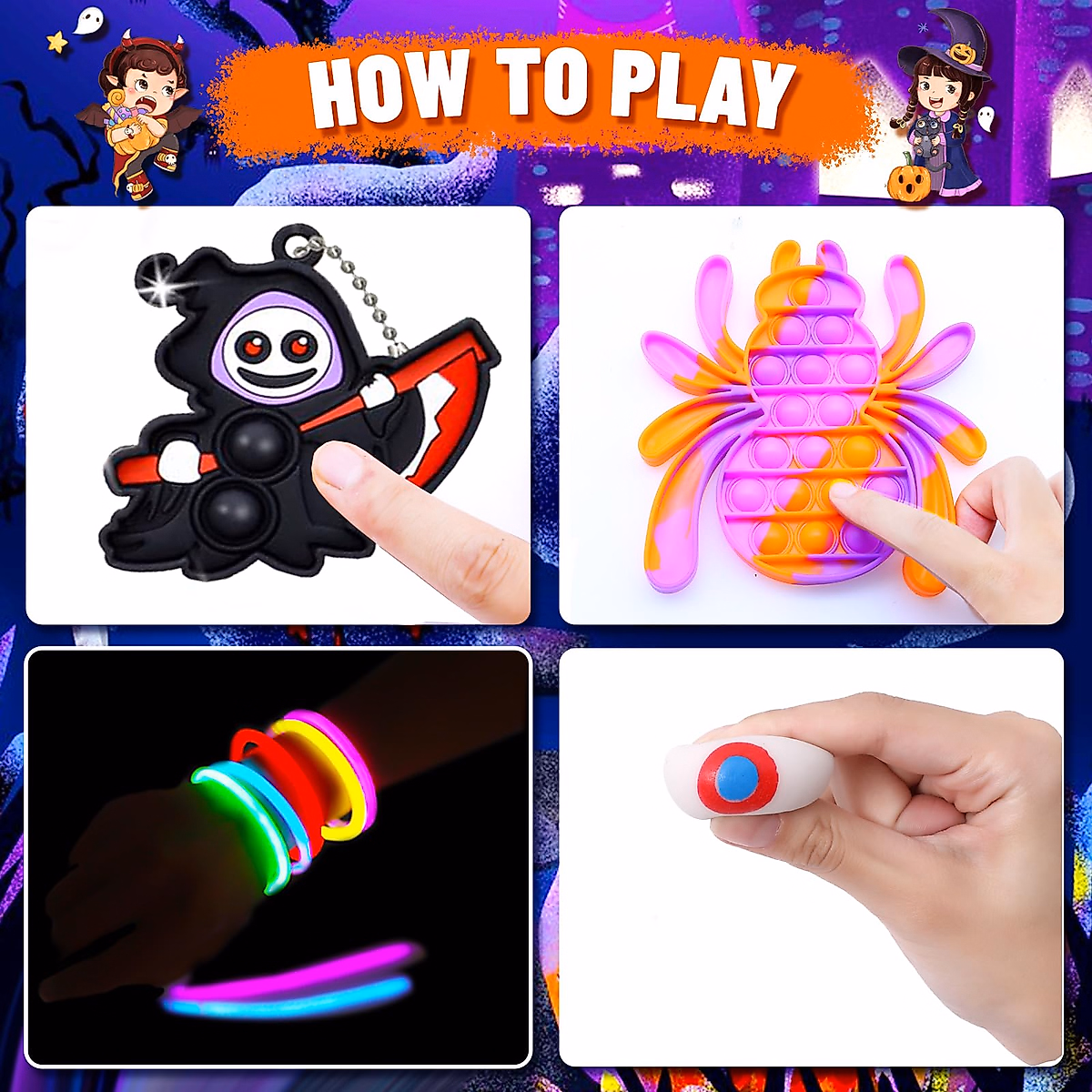 800pcs Halloween Party Favors for Kids Fidget Toys Pack Bulk Prize Box Treasure Box Goodie Bag Stuffers Carnival Prizes Classroom Rewards Fillers for Kids