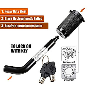 CZC AUTO Trailer Hitch Receiver Lock, Dogbone Style Hitch Pin Lock, Dia 5/8 Inch Bent Pin for Class III IV 2 2-1/2 Inch Receiver, Fits Bike Rack Tray Ball Mount for Towing Trailer Truck Car Boat RV