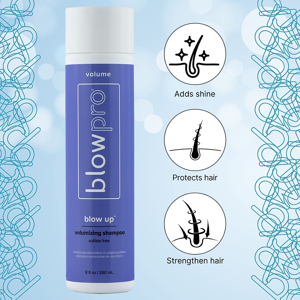 blowpro Blow Up Daily Volumizing Shampoo - Sulfate-Free Clarifying Formula - With Keratin - Add Volume, Texture and Body to Limp, Thin Hair - Remove Oil & Restore Moisture - 8 oz