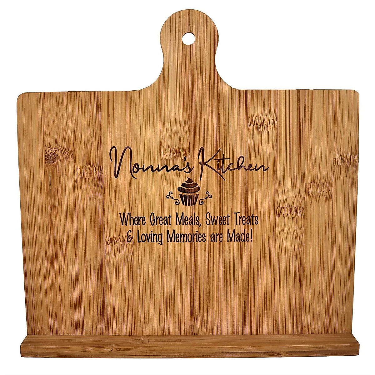 Nonna Gift Cookbook Stand Recipe Holder - Custom Engraved Bamboo Cutting Board Foldable Chef Easel Metal Hinges Kickstand iPad Tablet Compatible Christmas Birthday Kitchen Decor Design (10.25x10.25)