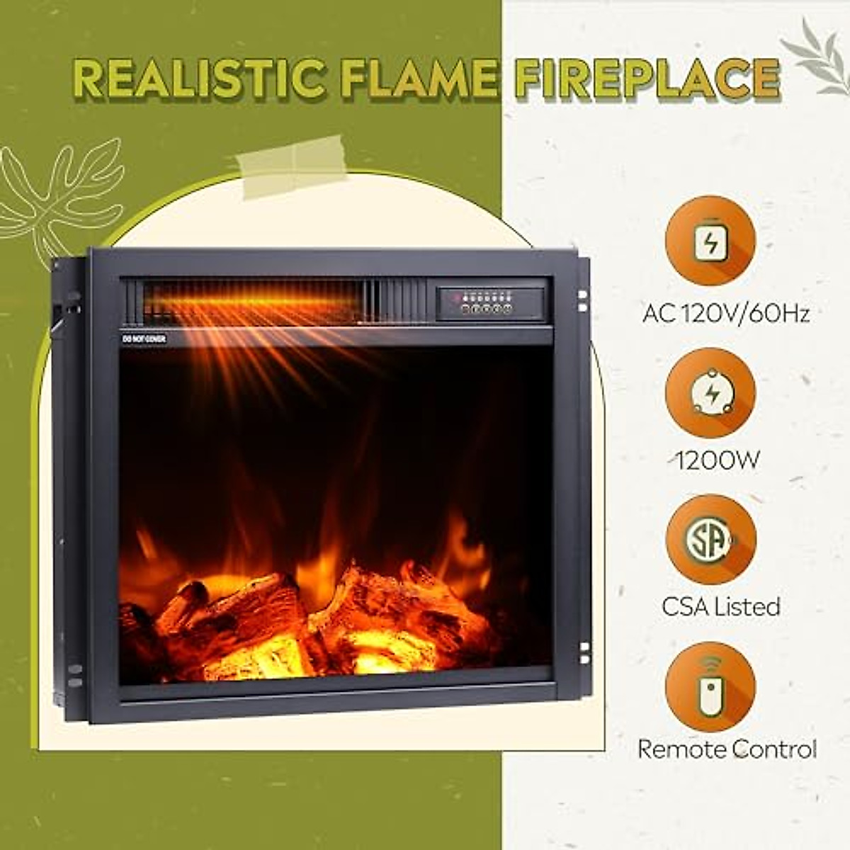 WLIVE TV Stand for 65 Inch TV, 58 Inch Entertainment Center with 18 Inch Electric Fireplace, Media Console with 2 Storage Cabinets for Living Room, Bedroom and Office, Rustic Brown