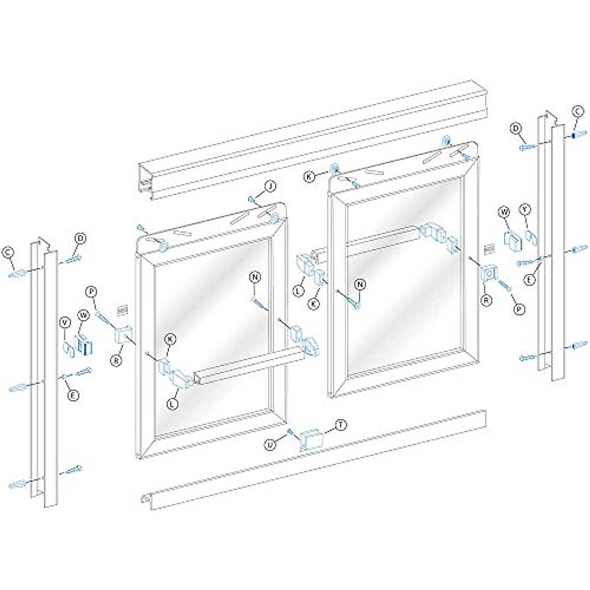 Basco ECPPDLX51SV framed sliding shower door parts, Chrome