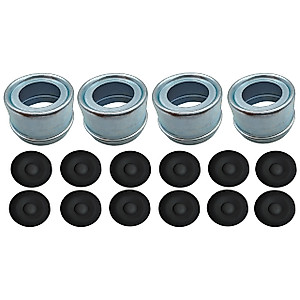 Replaces 4 Pack Trailer Axle Dust Cap Cup Grease Cover & 12Pack with Rubber Plugs for Dexter EZ Lube Trailer Camper Axle 1.98"