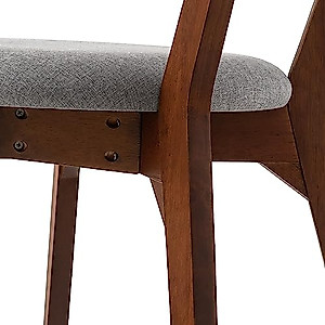 ERGOMASTER Dining Chairs, Set of 2 Walnut Wood Chairs with Curved Back for Home, Kitchen, Dining Room, Restaurant