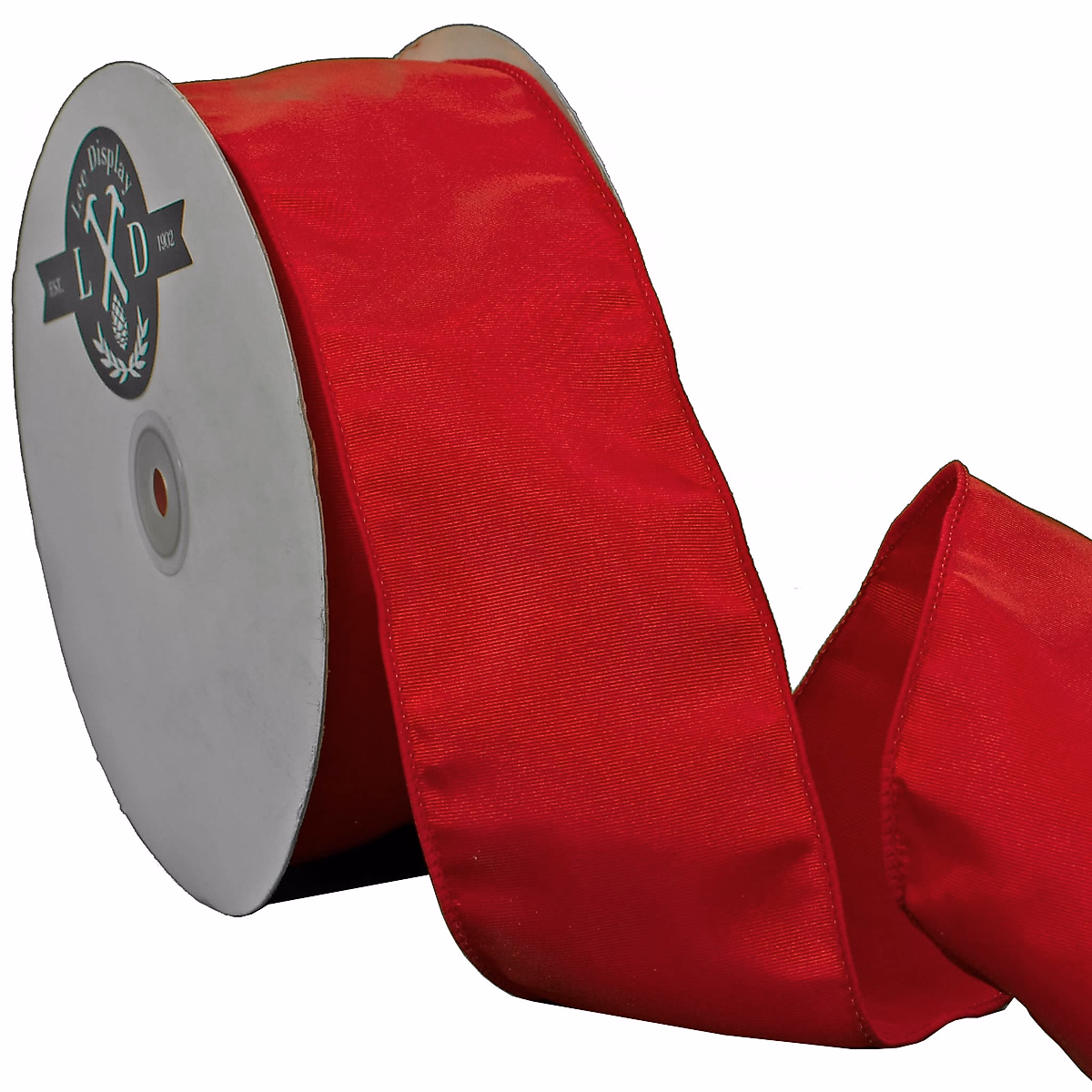Red Christmas Ribbon Double Faced Satin Fabric Wired-Edge Rolls of 3IN Wide X 50 Yard Length