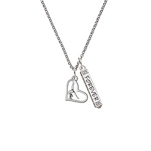 Delight Jewelry Silvertone Gymnast in Heart Silvertone Guardian Angel Bar Charm Necklace, 23"