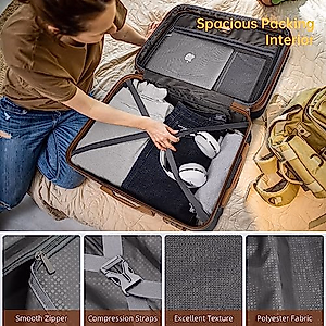 LARVENDER Luggage Sets 4 Piece, Expandable Hardside Suitcase Sets with Spinner Wheels TSA Locks, Lightweight Rolling luggage for Men and Women, Black