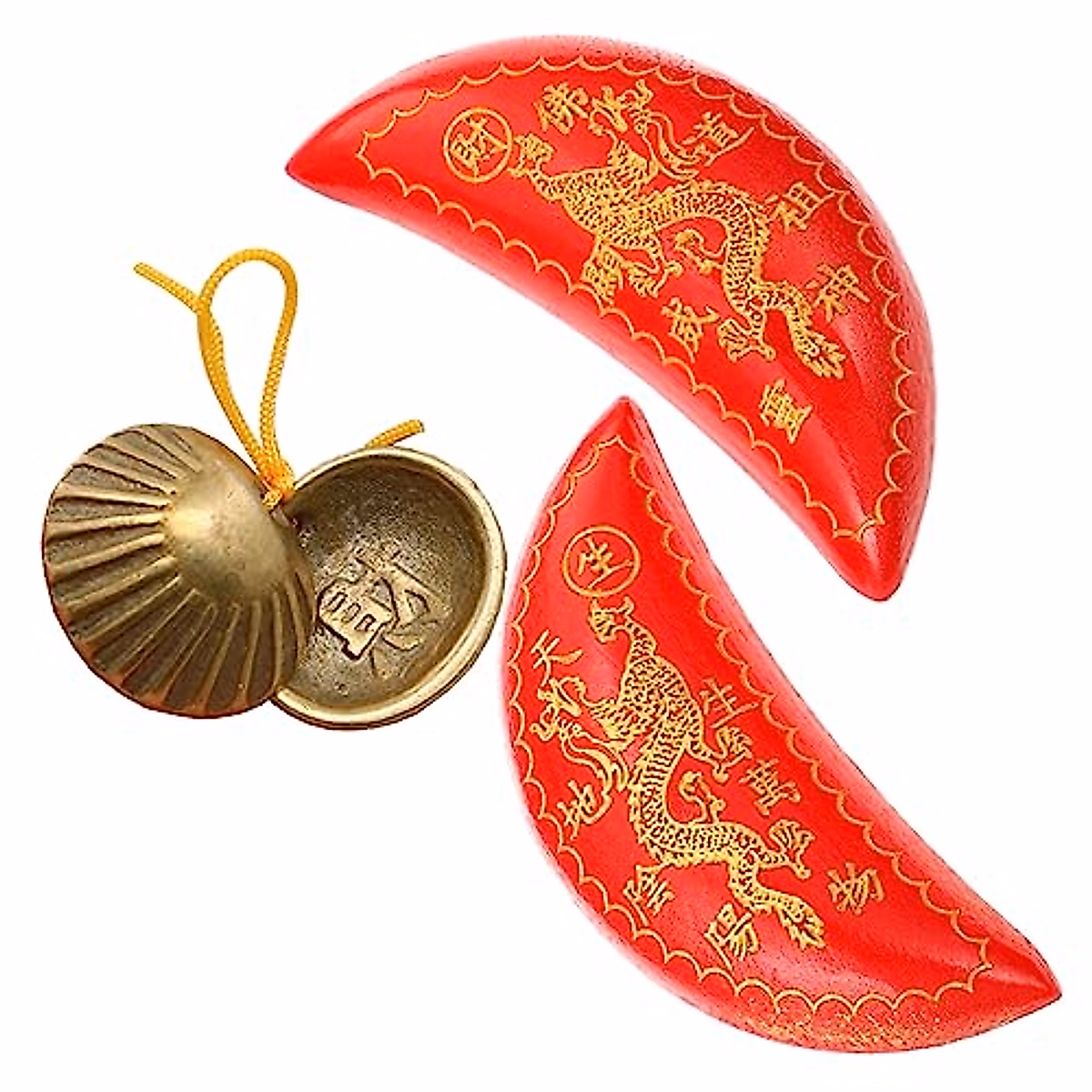 Vaguelly 2 Pairs taoist supplies tibetan buddhist cup chinese taoist cups Divination Tool Buddhist Product Holy Cups sculpture