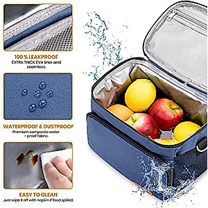 NIUTA Insulated Lunch Bag for Men/Womens, Lunch Box, Black Upgraded version Double Deck Reusable Lunch Pail (Black-1)