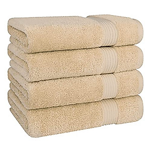 Cotton Paradise Bath Towels, 100% Turkish Cotton 27x54 inch 4 Piece Bath Towel Sets for Bathroom, Soft Absorbent Towels Clearance Bathroom Set, Sand Taupe Bath Towels