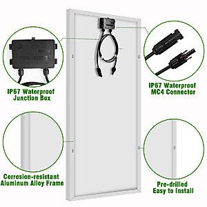 WERCHTAY Watt Solar Panel, Monocrystalline Cell High-Efficiency PV Module, 12V Solar Panels for Homes Camping RV Battery Boat Caravan and Other Off-Grid Applications (100W-2PCS)
