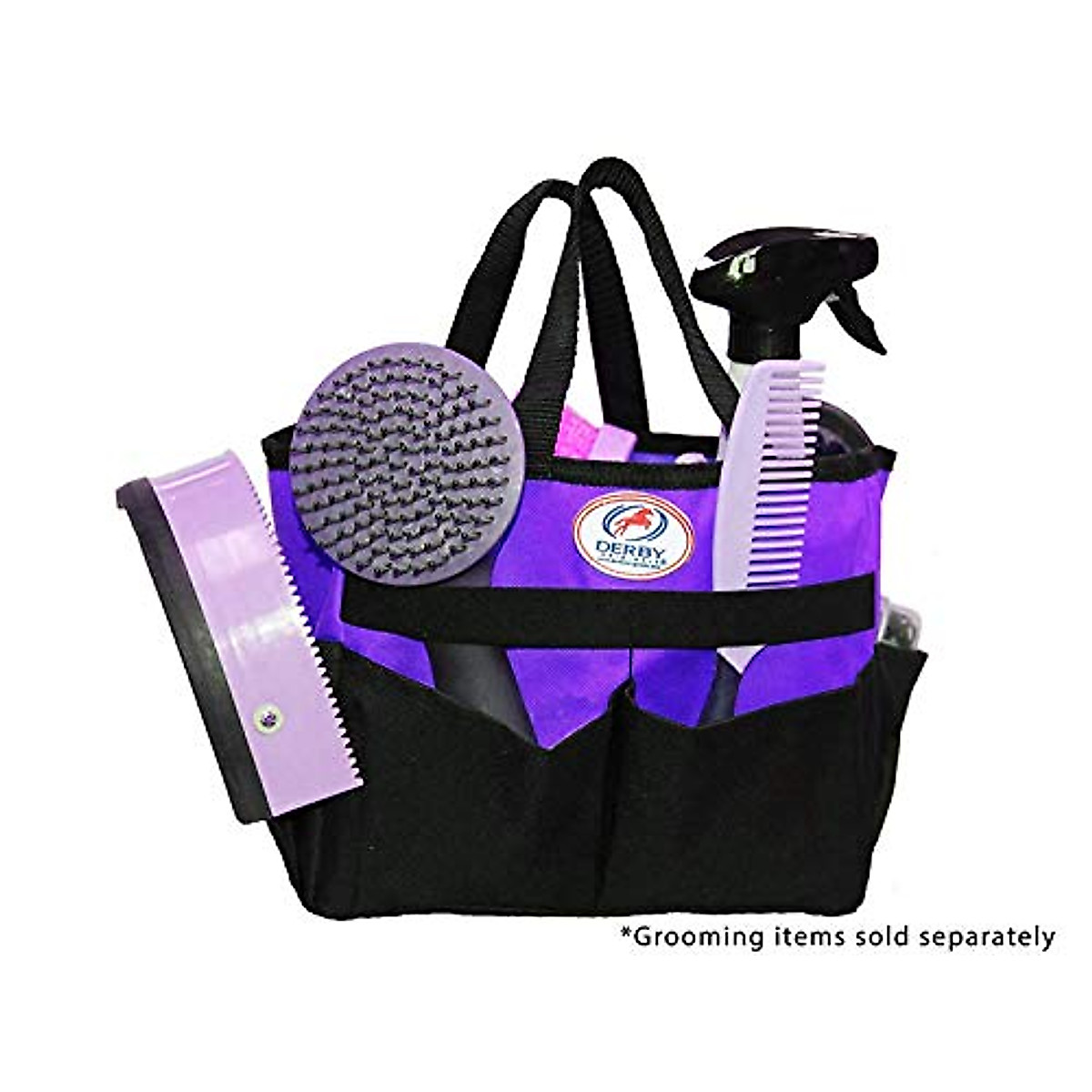 Derby Originals 600D Nylon Horse/Dog Grooming Tote Caddy Bag with 6 Pockets & Elastic to Secure Items (Purple),90-9286-PR
