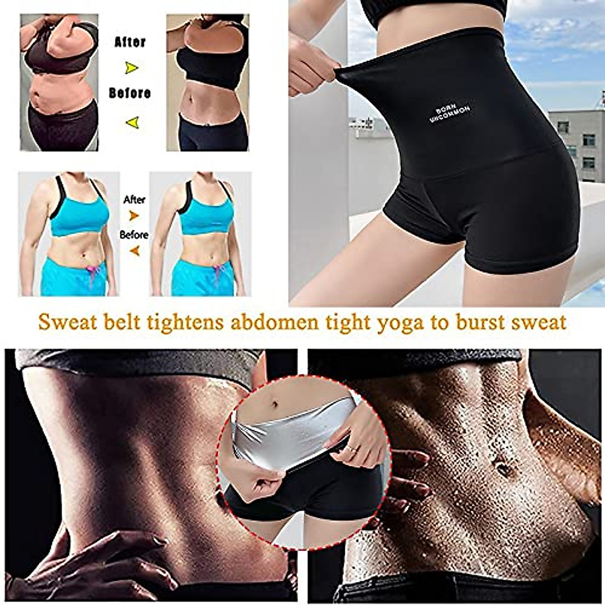 SNKSDGM Wome's Sauna Sweat Pants Shapewear Shorts Leggings Workout Weight Loss Lower Body Shaper Exercise Fitness Sweatsuit