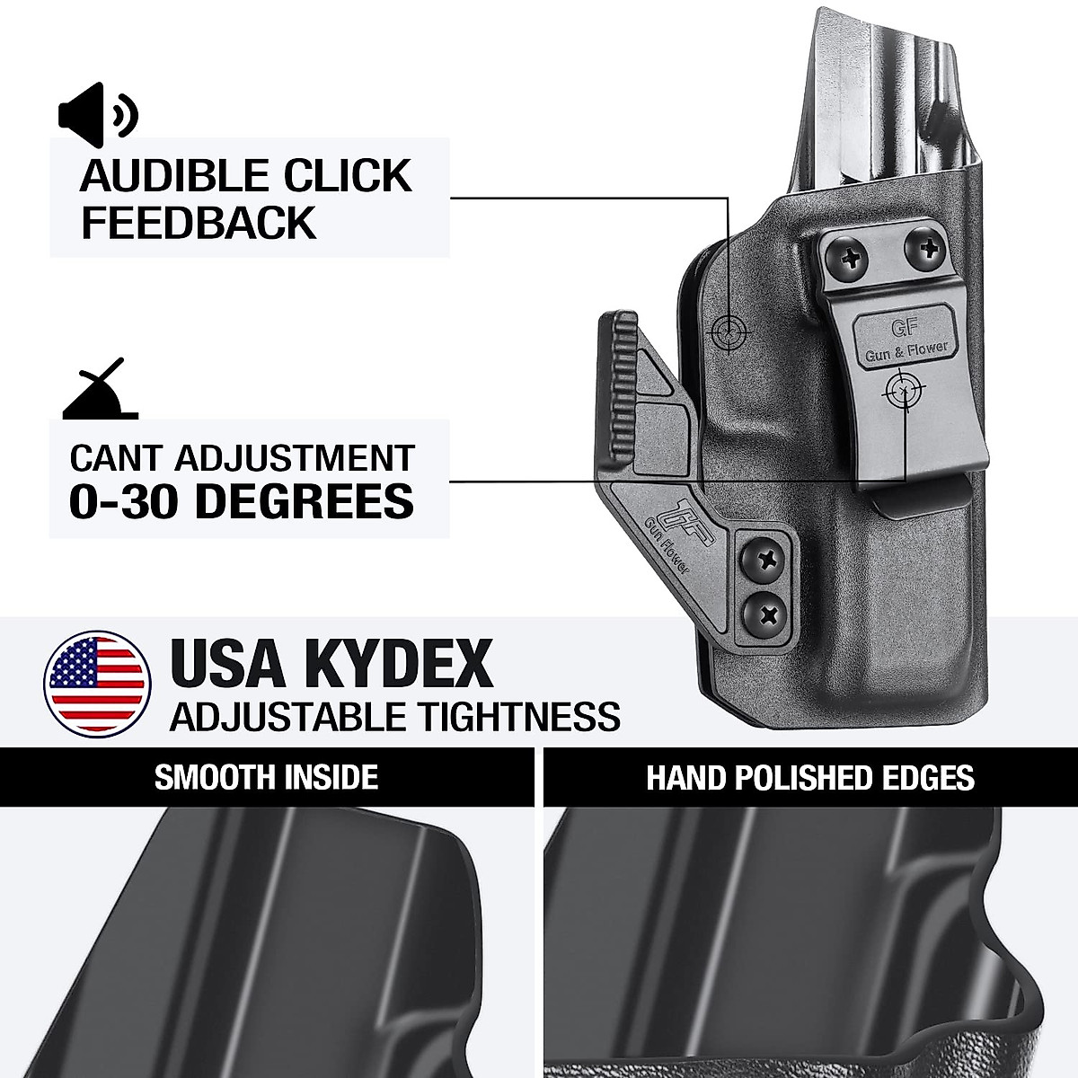 IWB Kydex Holsters Compatible with Taurus G3, Inside Waistband Concealed Carry IWB Holster for G3 Taurus, Adj. Retention, Right Hand