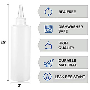 Yesland 16 Pack Plastic Squeeze Squirt Bottles with Leak-Proof Cap - 8 oz Condiment Bottles and Pancake Squeeze Bottle - Oil Squeeze Bottle for Ketchup, Liquids, Paint, Workshop and Pancake Art