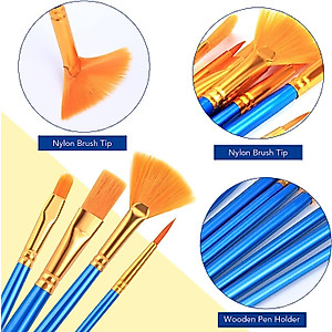 AROIC Acrylic Paint Brush Set, 30 pcs Nylon Hair Paint Brushes for All Purpose Oil Watercolor Face Body Rock Painting Artist, Small Paint Brush Kits for Kids Adult Drawing
