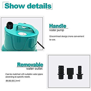 Upettools Submersible Water Pump, Ultra Silence Circulation Multifunctional Water Pump with Handle for Pond, Aquarium, Hydroponics, Fish Tank Fountain with 4.6ft (1.4M) Power Cord(66GPH,5W)
