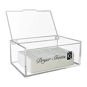 SECOPIN Dryer Sheet Holder, Acrylic Dryer Sheet Dispenser, Laundry Dryer Sheets Storage Container, Laundry Room Clear Organization Box