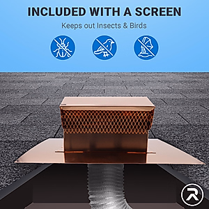 Copper Rooftop Exhaust Vent Cap with Damper (10 Inch)