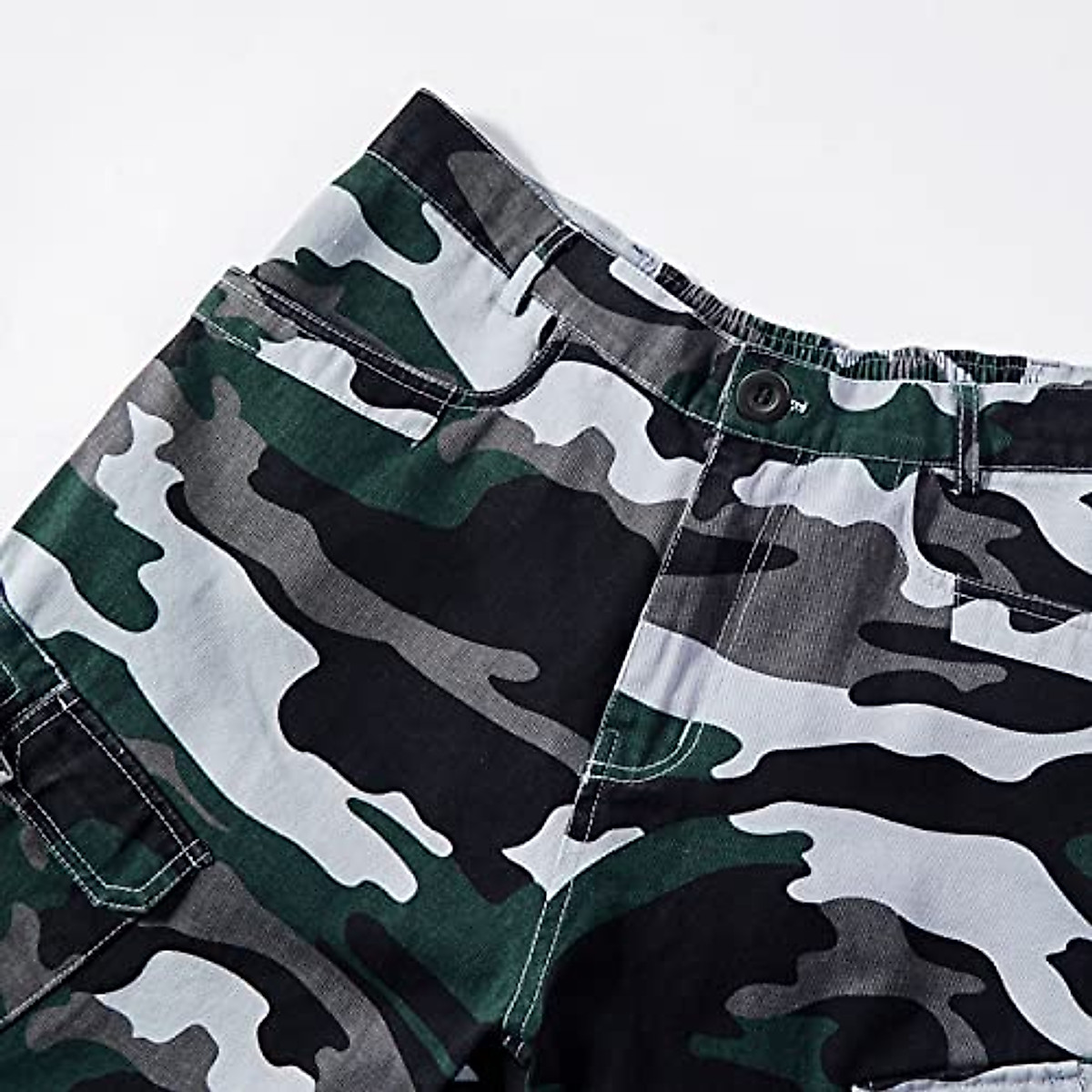 American Flag Board Shorts Men Mens Cargo Shorts Casual Camouflage Elastic Waist Tooling Shorts Outdoor Cotton Camo Multi Pockets Utility Shorts Big & Tall Sizes 46-64 Men Cargo Shorts Blue 2X