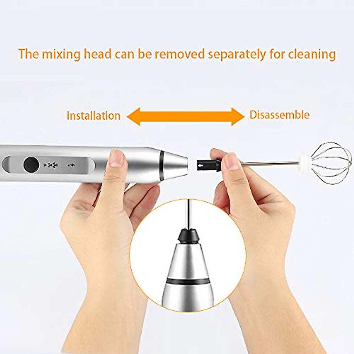 Milk Frother Handheld Foam Maker USB Rechargeable Coffee Frother with 2 Stainless whisks，3-Speed Adjustable Mini Blender for Cappuccino, Latte, Bulletproof Coffee, Egg Mix, Matcha, Hot Chocolate