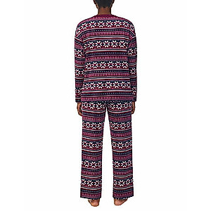 Nautica Women's 2 Piece Fleece Pajama Sleepwear Set (Small, Purple -Winter Fair Isle)