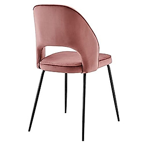 Modway Nico Performance Velvet Dining Chairs in Black Dusty Rose-Set of 2