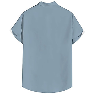 Lzzidou Men's Hawaiian Shirt Short Sleeve Button Down Beach Shirts Blue Grey