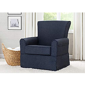 Delta Children Upholstered Glider Swivel Rocker Chair, Sailor Blue